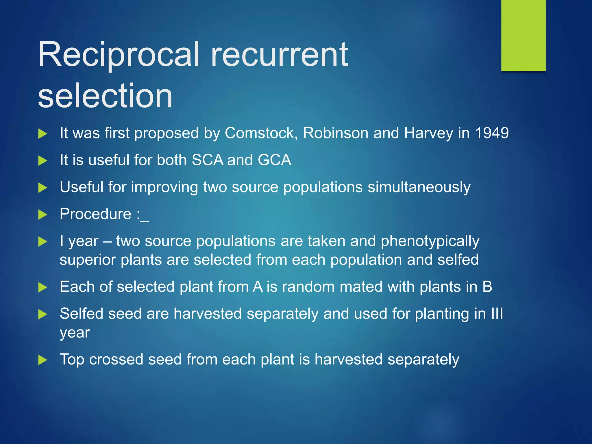 Recurrent Selection Schemes Pptx Genetics Science