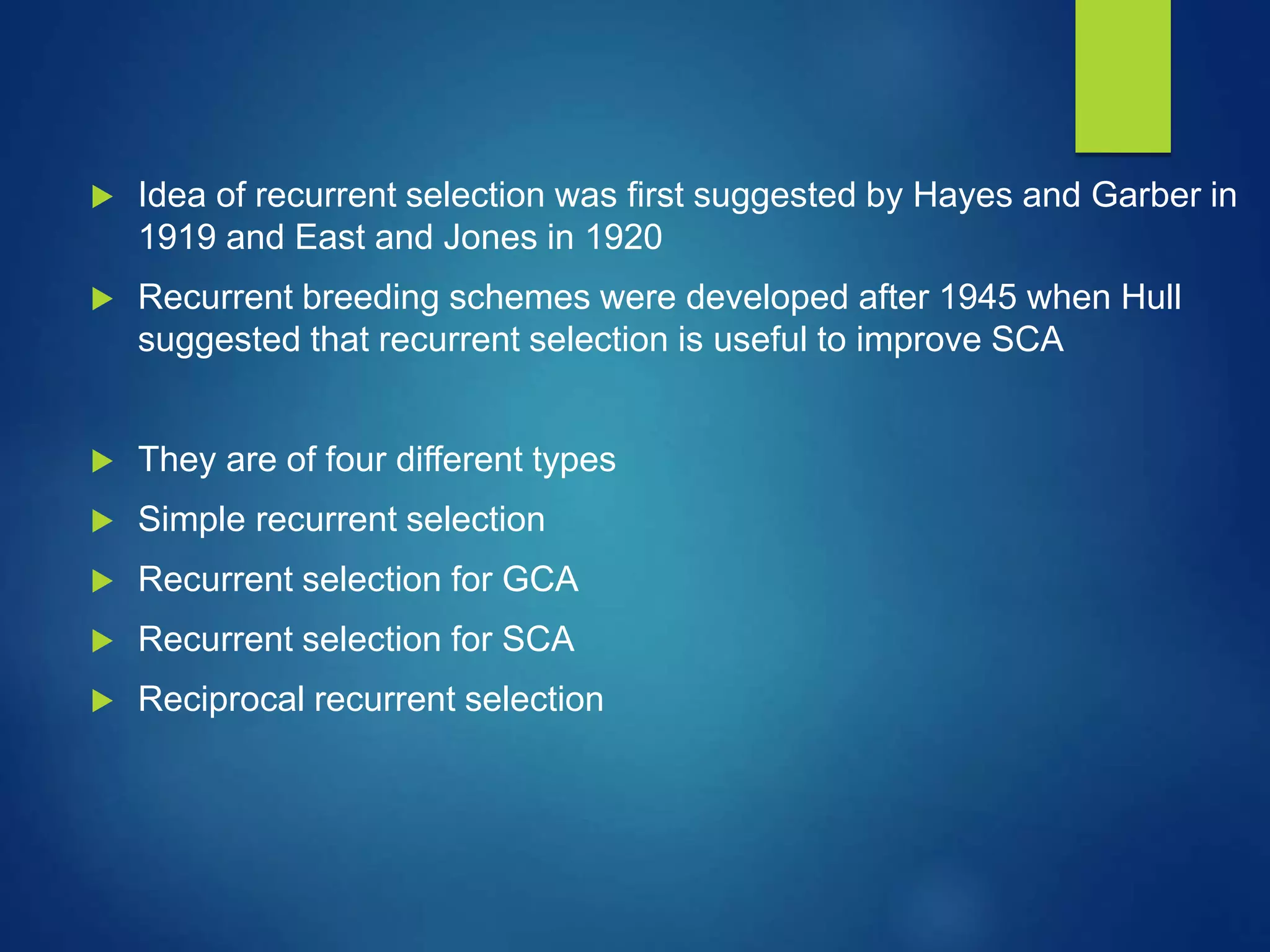 Recurrent Selection Schemes Pptx Genetics Science