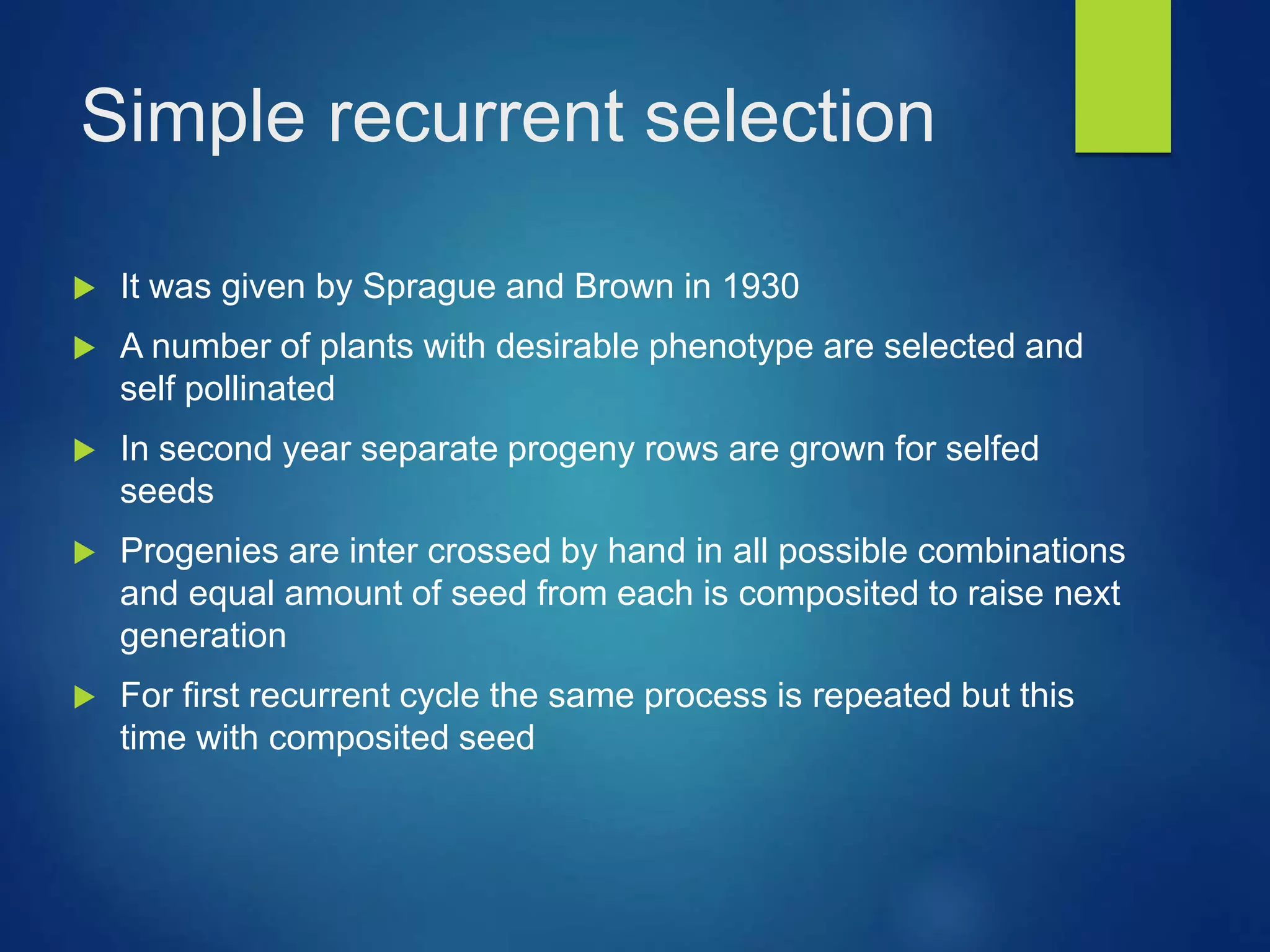 Recurrent Selection Schemes Pptx Genetics Science