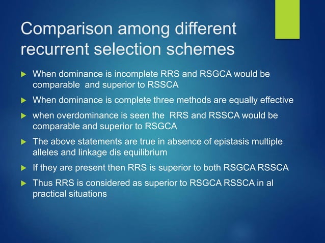 Recurrent selection schemes | PPTX | Genetics | Science