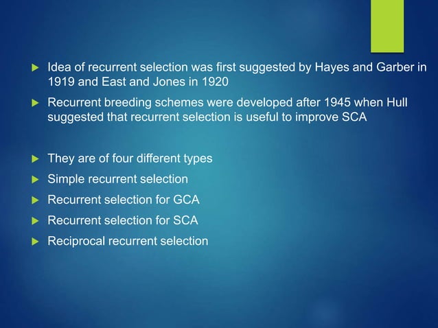 Recurrent Selection Schemes Pptx Genetics Science
