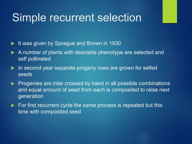 Recurrent Selection Schemes Pptx Genetics Science