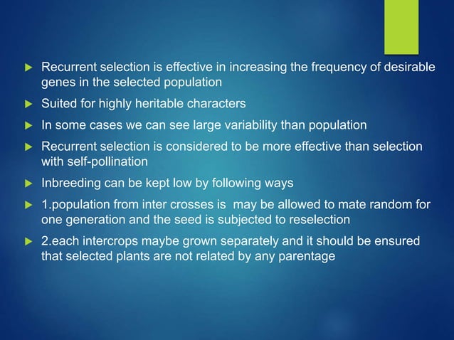 Recurrent Selection Schemes Pptx Genetics Science