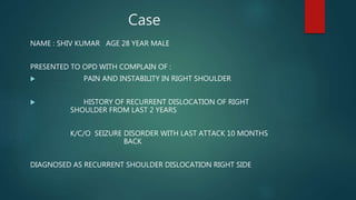 Recurrent shoulder dislocation and management | PPTX