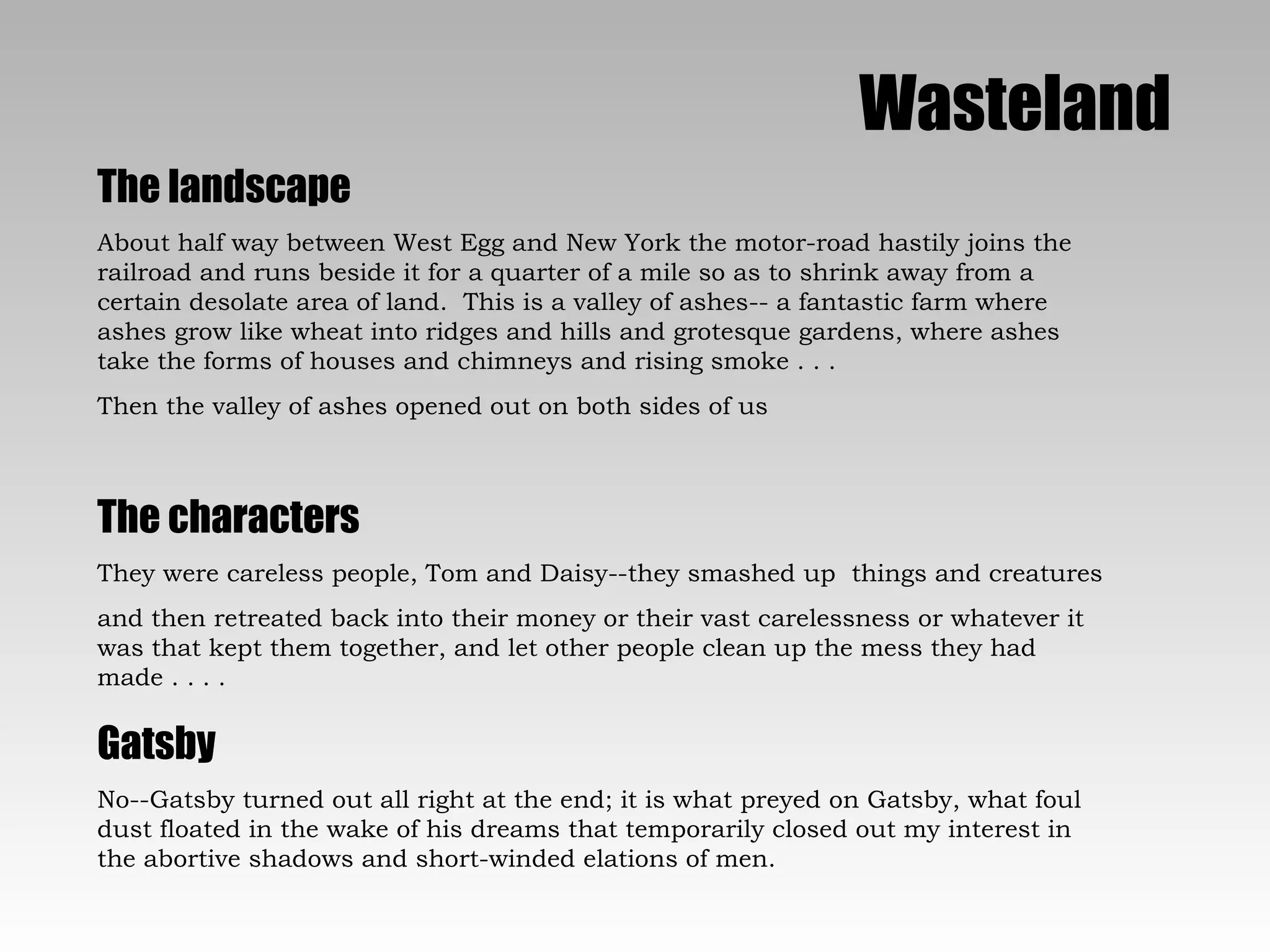 Recurring Images of 'The Great Gatsby' | PPT