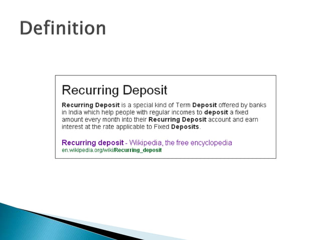 Recurring Deposit in India | PPTX
