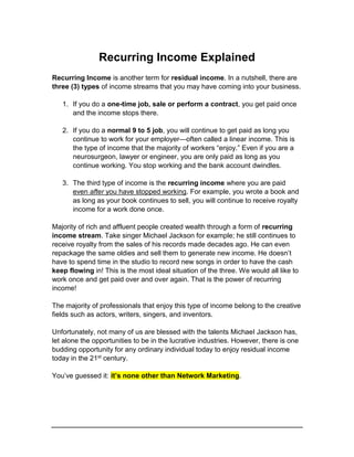 Recurring income secrets | PDF
