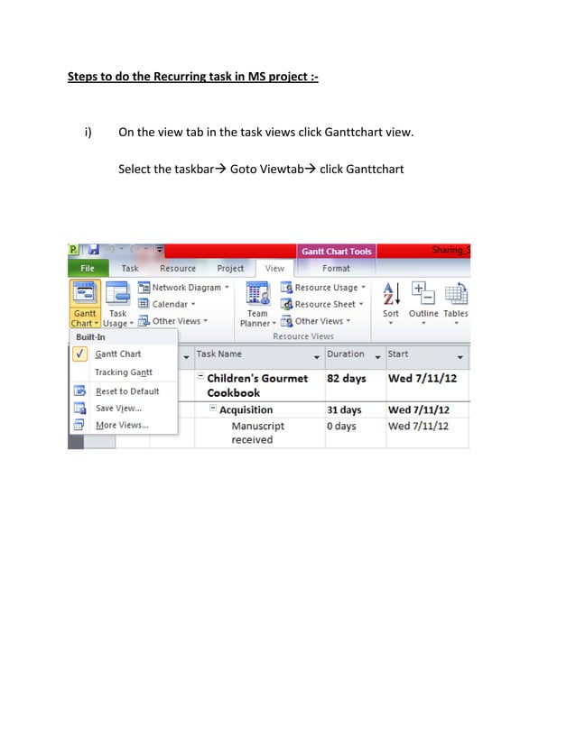 Recurring Task In Ms Project Pdf