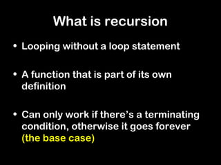 Recursion | PPT | Programming Languages | Computing