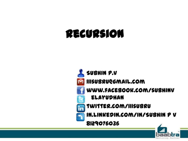 Recursion | PPTX | Programming Languages | Computing Recursion | PPTX | Programming Languages | Computing