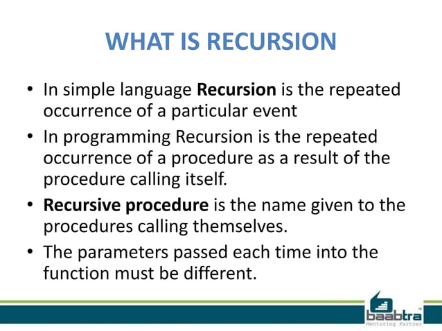 Recursion Pptx Programming Languages Computing