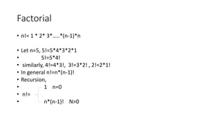 RECURSION.pptx | Programming Languages | Computing