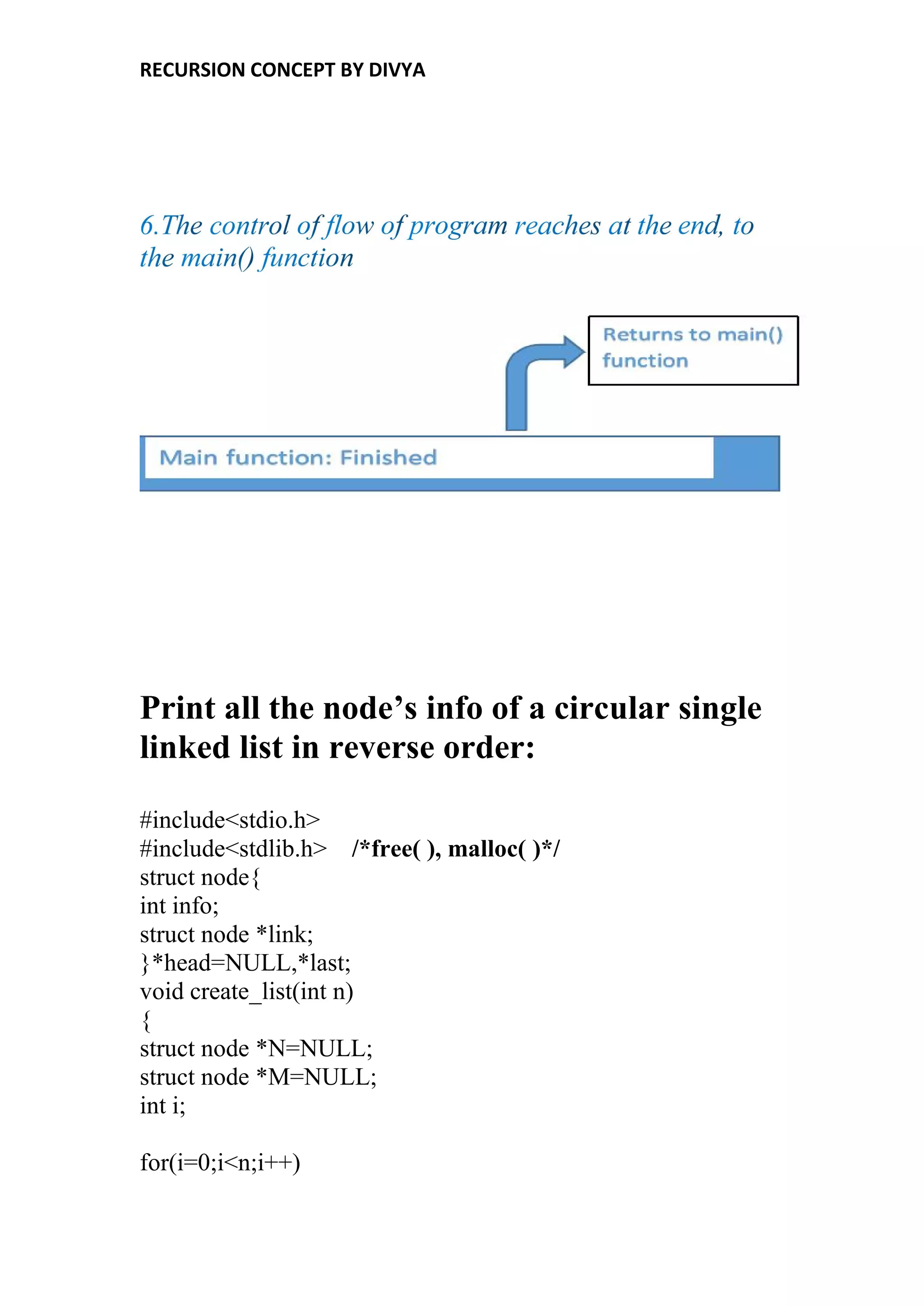 Recursion concepts by Divya | PDF