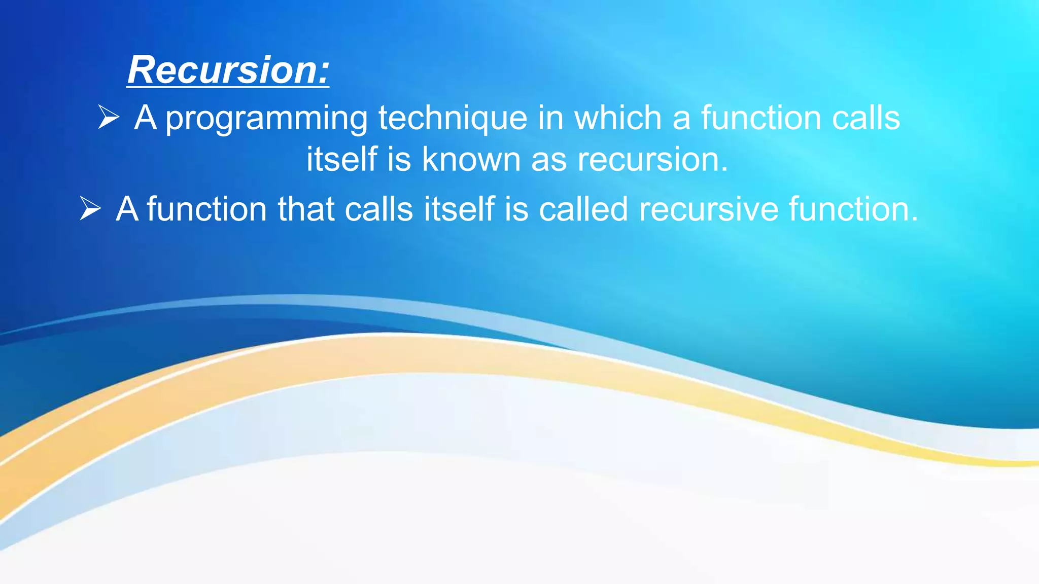 Recursion in c++ | PPTX | Computing | Technology & Computing