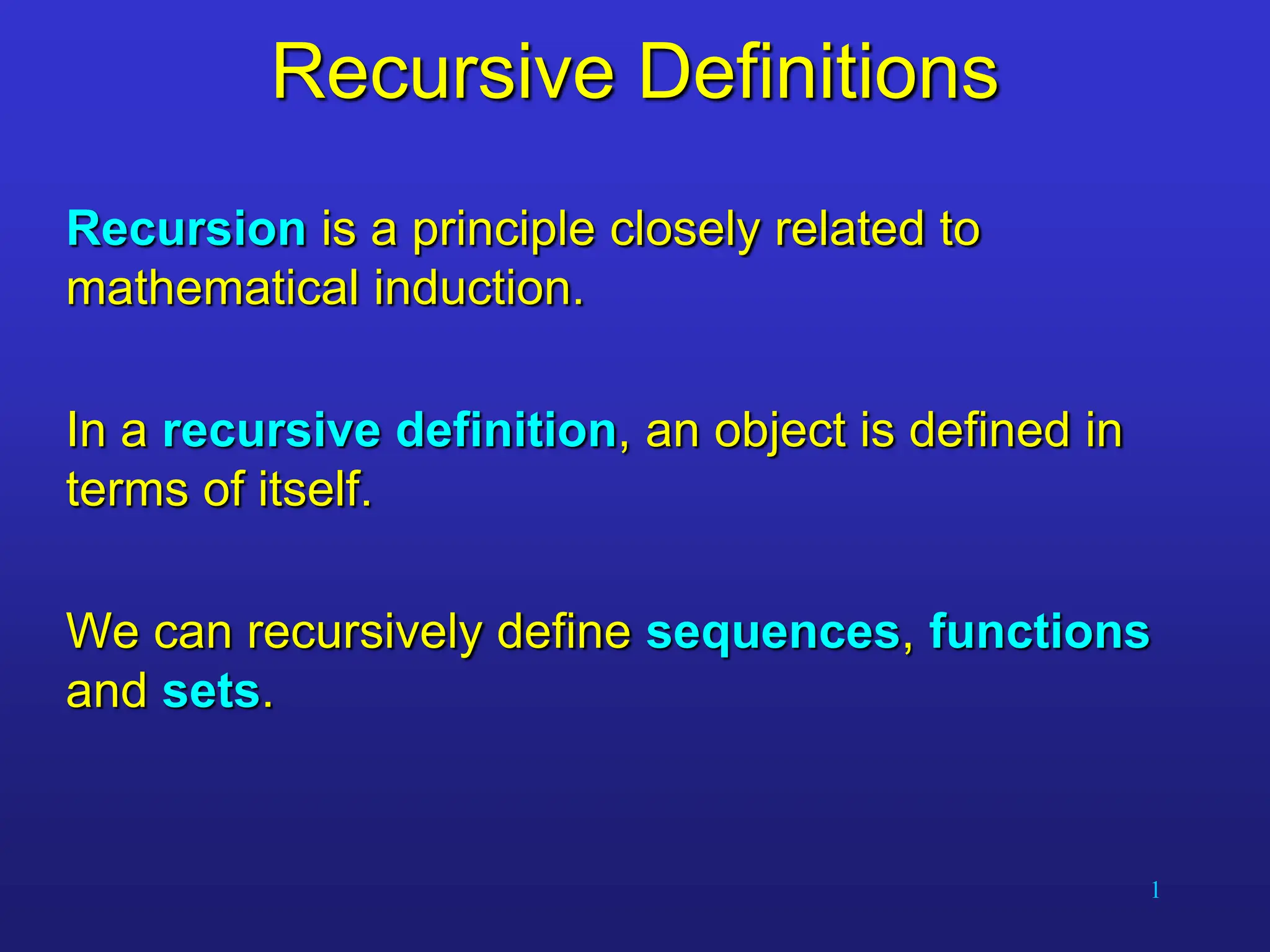 Recursive Definitions In Discrete Mathmatcs Pptx