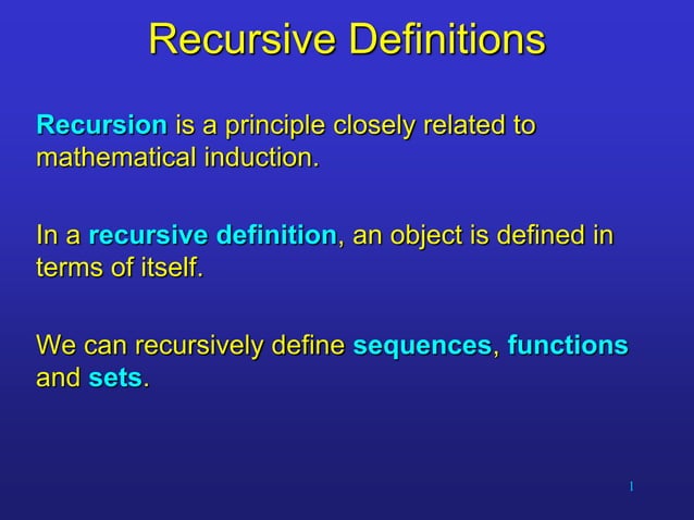 Recursive Definitions in Discrete Mathmatcs.pptx | Programming ...