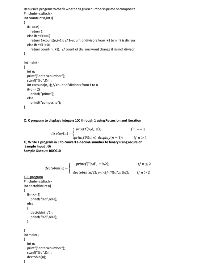 Recursion in C | PDF