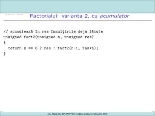 Recursivitate: Aplicatii in C | PPT