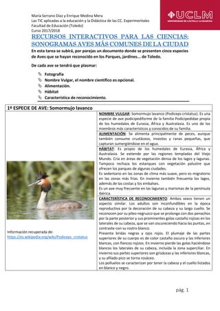 Recursos interactivos para las ciencias las aves | PDF