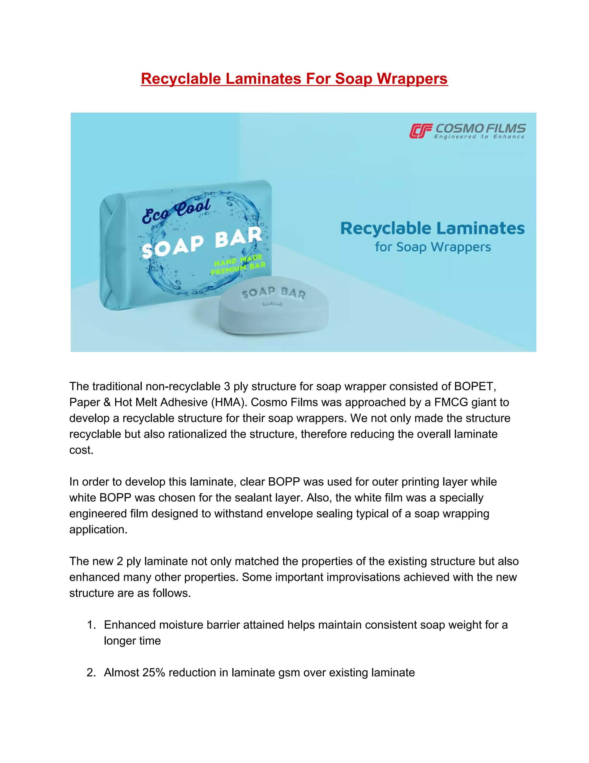 Recyclable laminates for soap wrappers | PDF