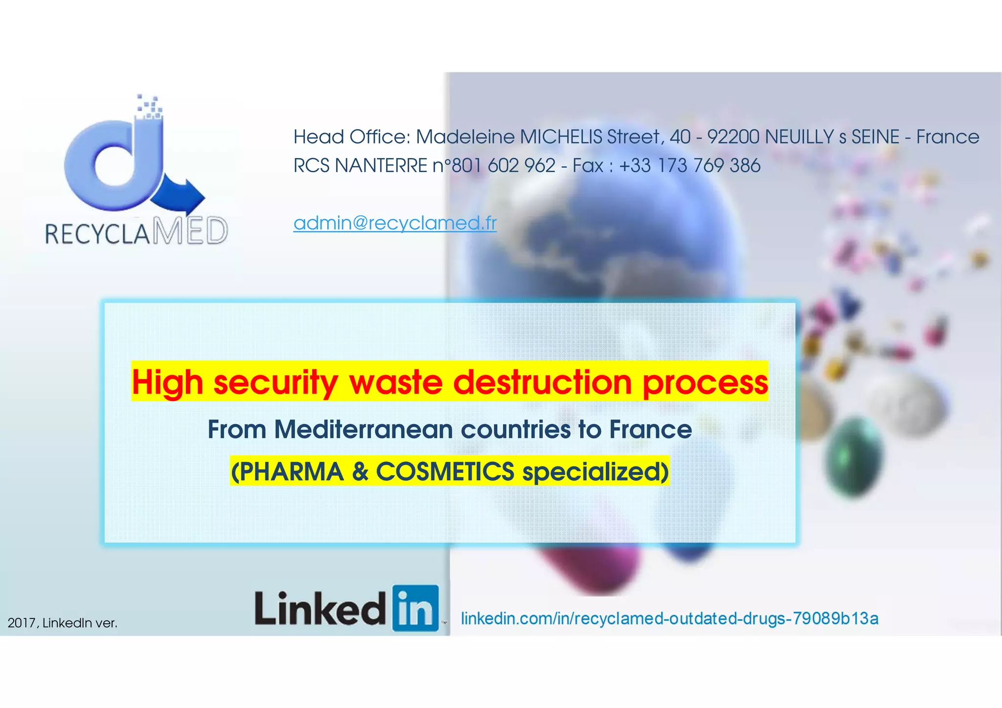Recyclamed : outdated pharmaceutics destruction | PDF