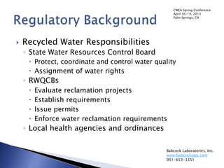 Recycled water why so many methods- share | PPTX | Environmental Services Industry | Industries