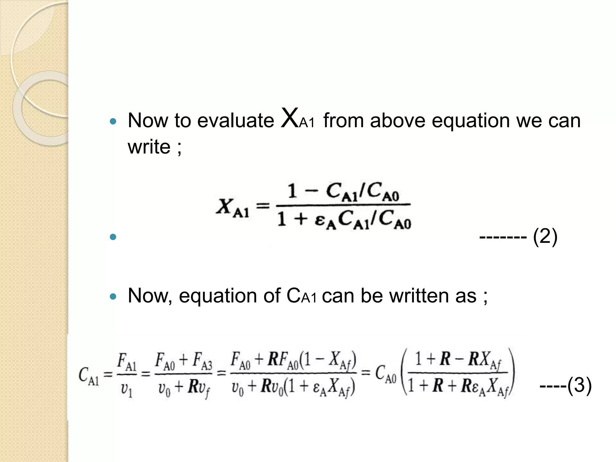 Recycle Reactor (Basics & Design Eqn) | PPTX