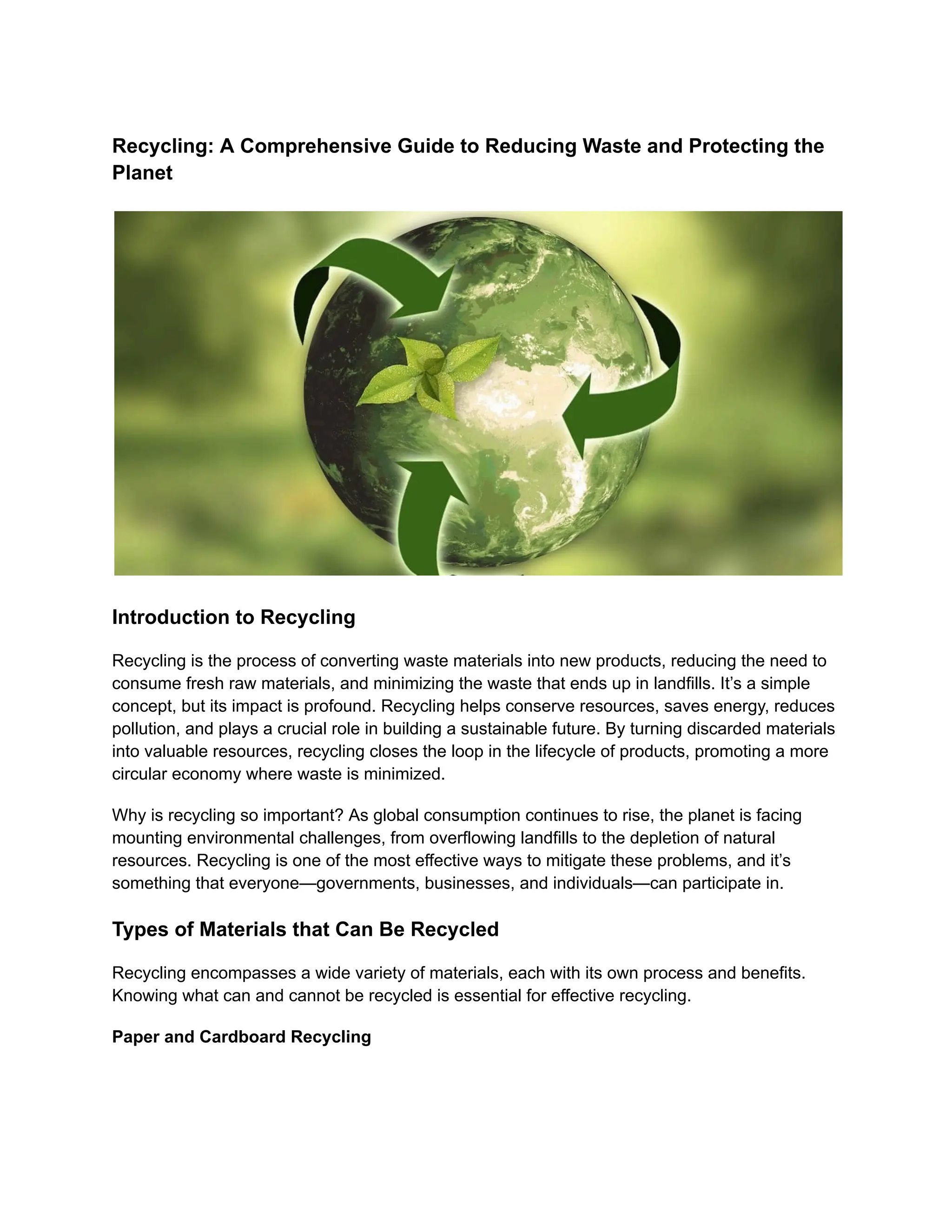 Recycling_ A Comprehensive Guide to Reducing Waste and Protecting the ...