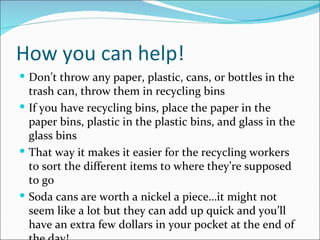 Recycling and earth day pp | PPT | Science
