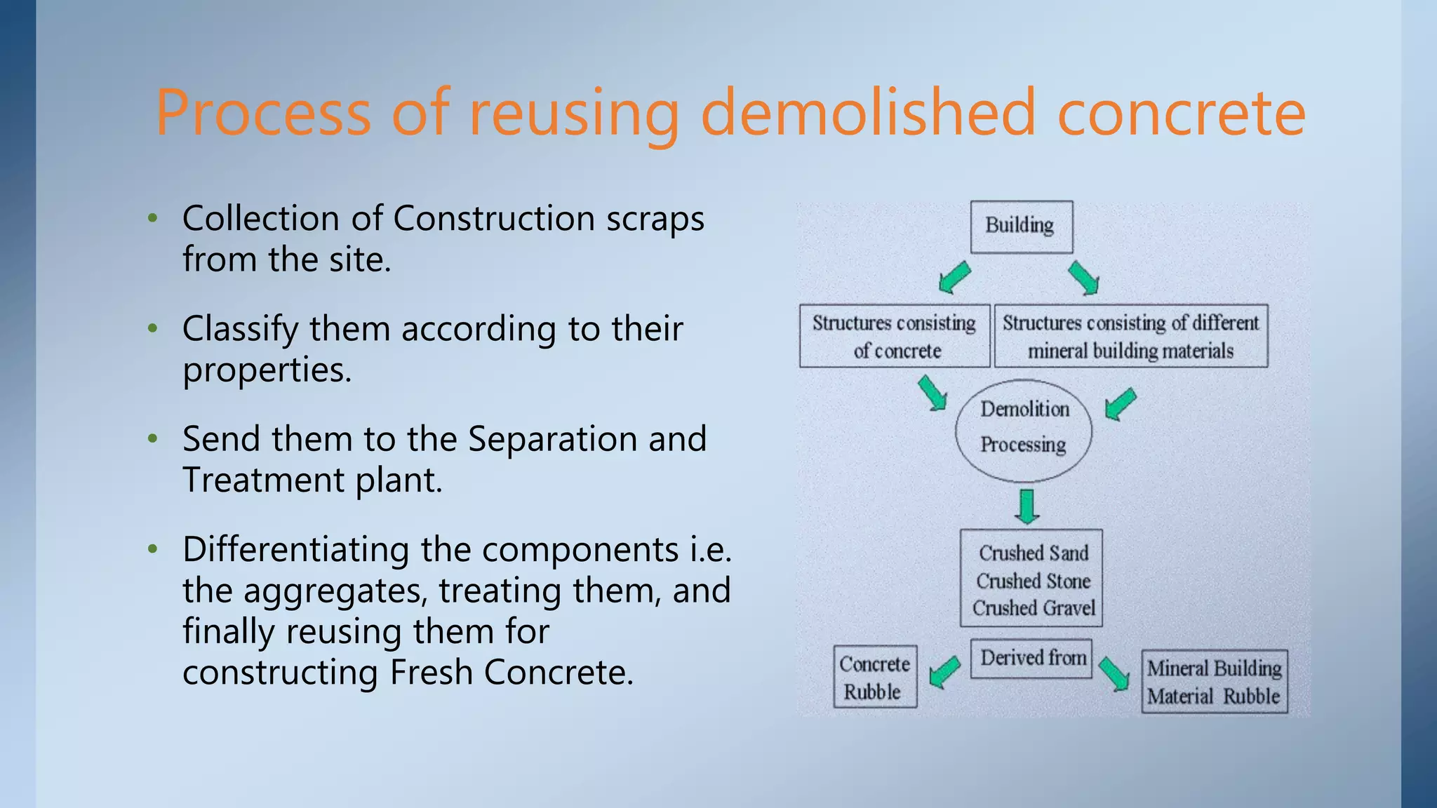 Recycling and reuse of demolished concrete | PPTX