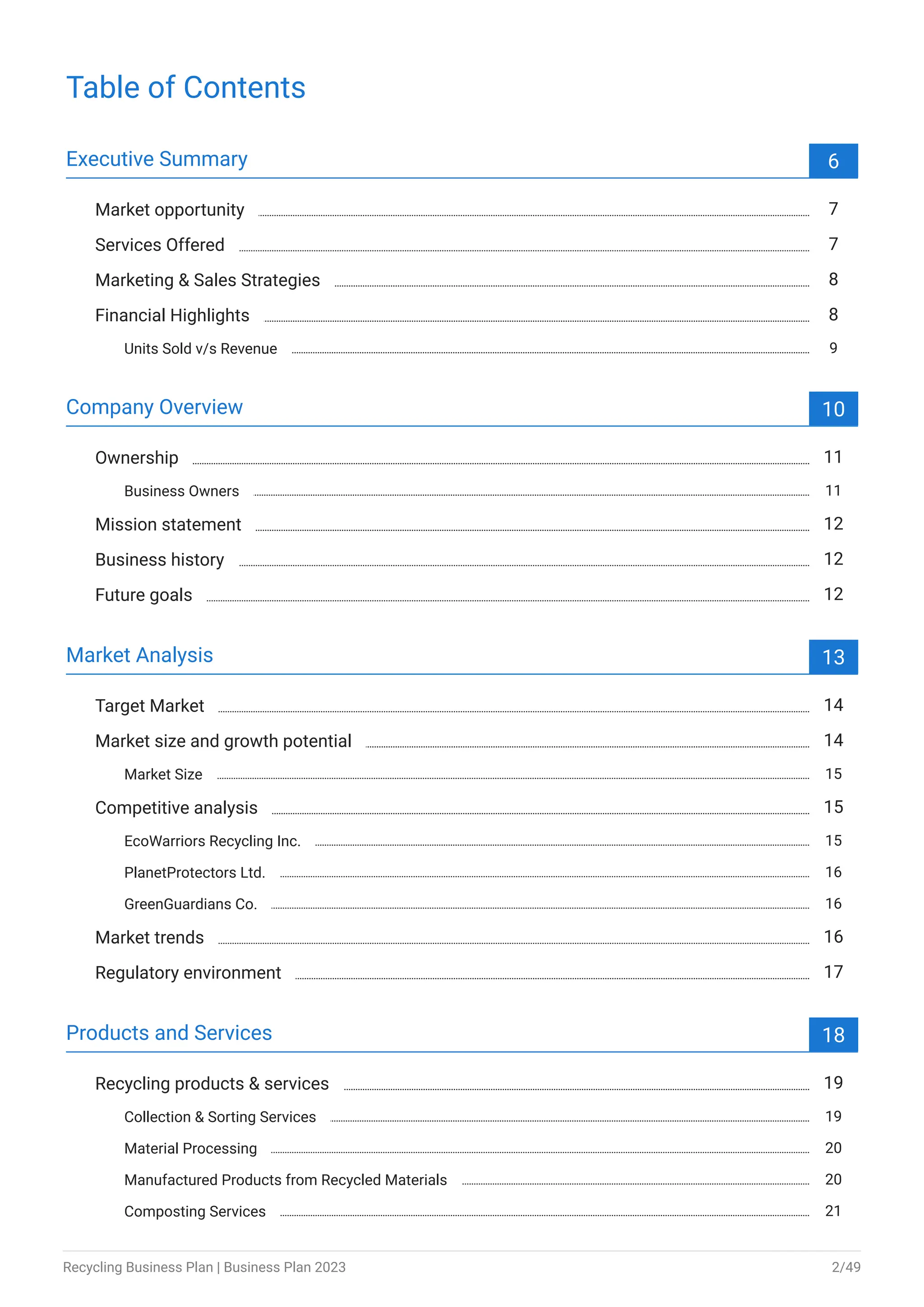 Recycling Business Plan Example | upmetrics | PDF