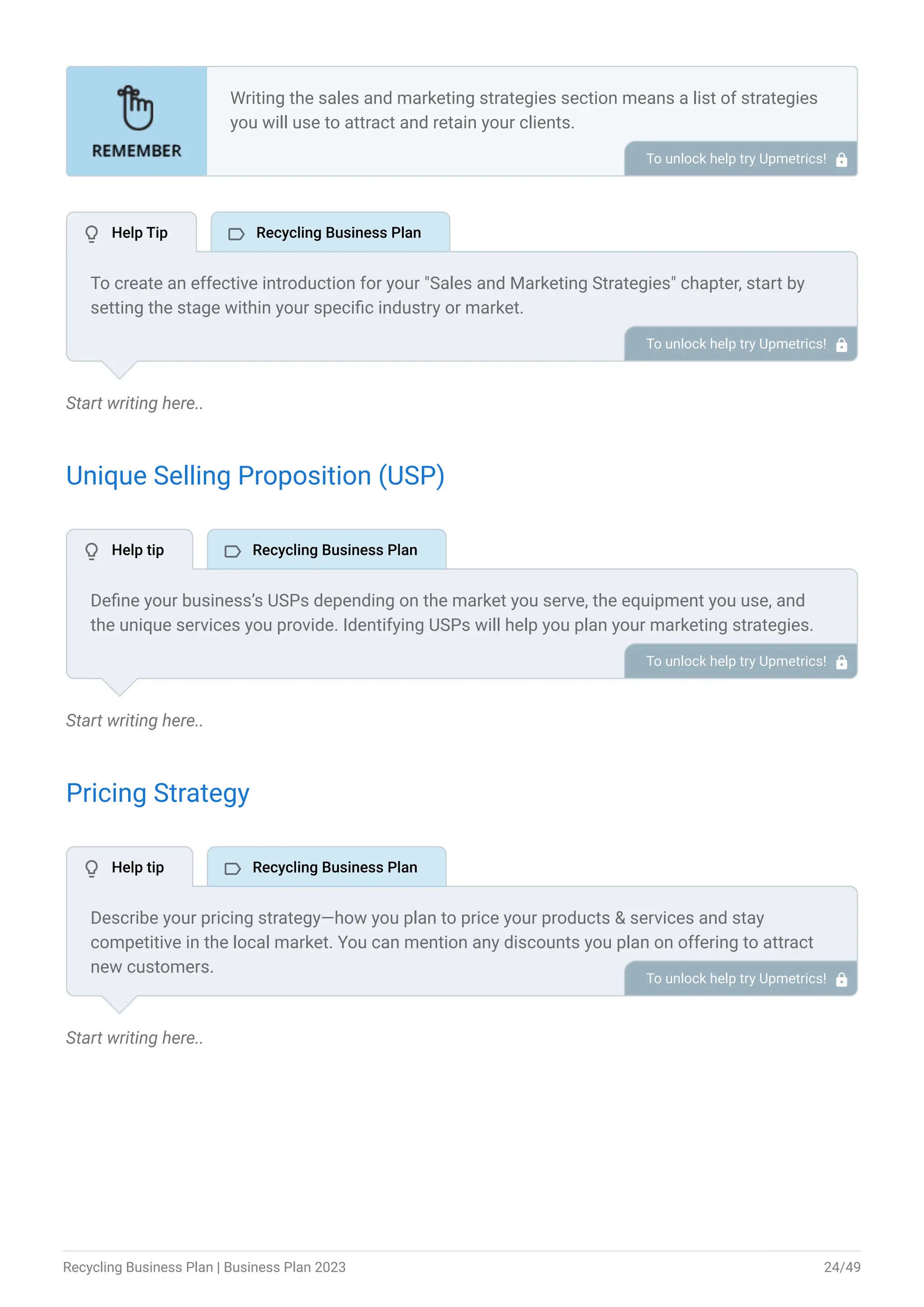 Recycling Business Plan Example | upmetrics | PDF