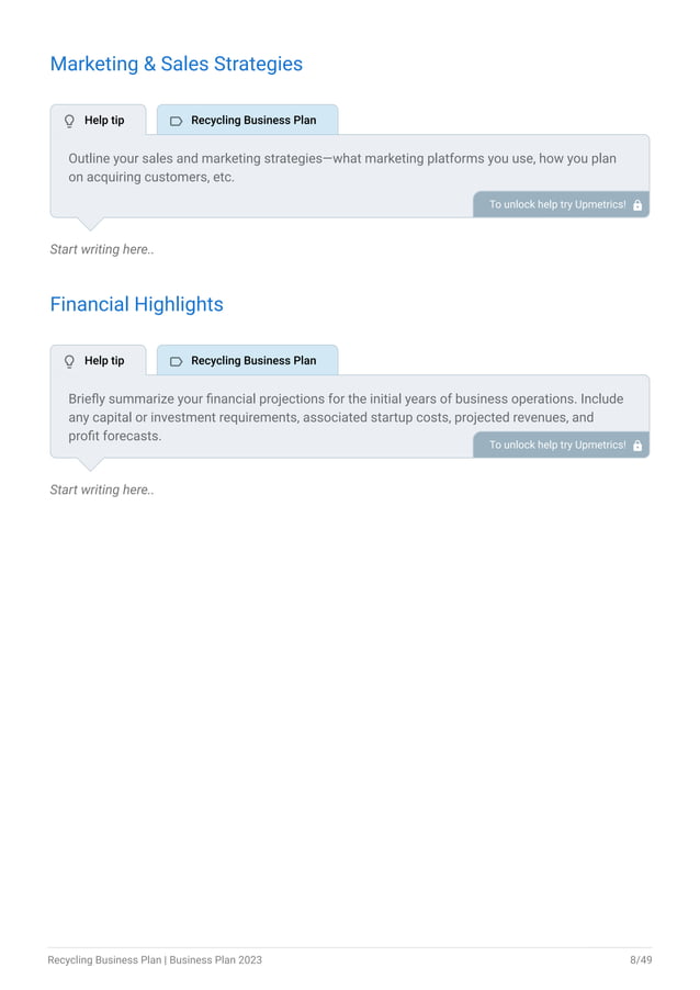 Recycling Business Plan Example | upmetrics | PDF | Business Accounting ...