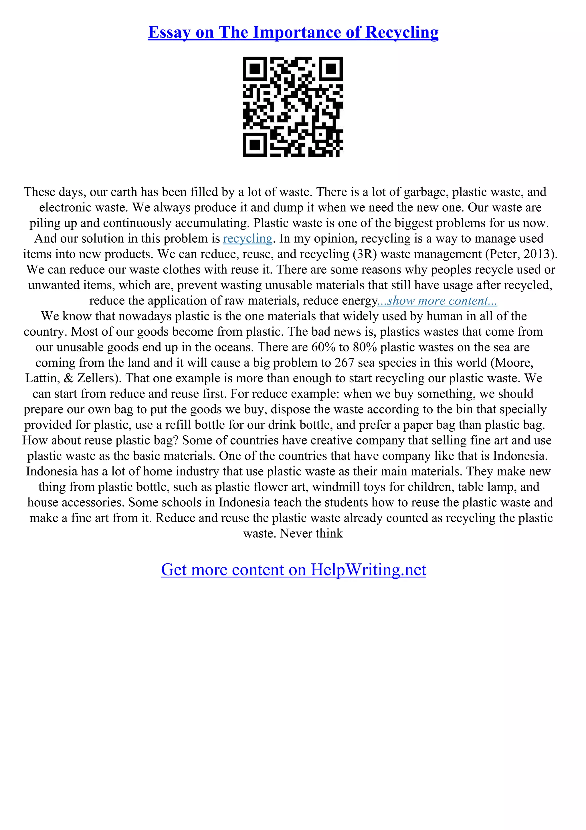 Recycling Essay | PDF