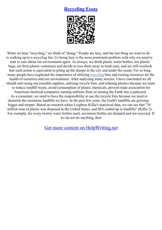 Recycling Essay | PDF