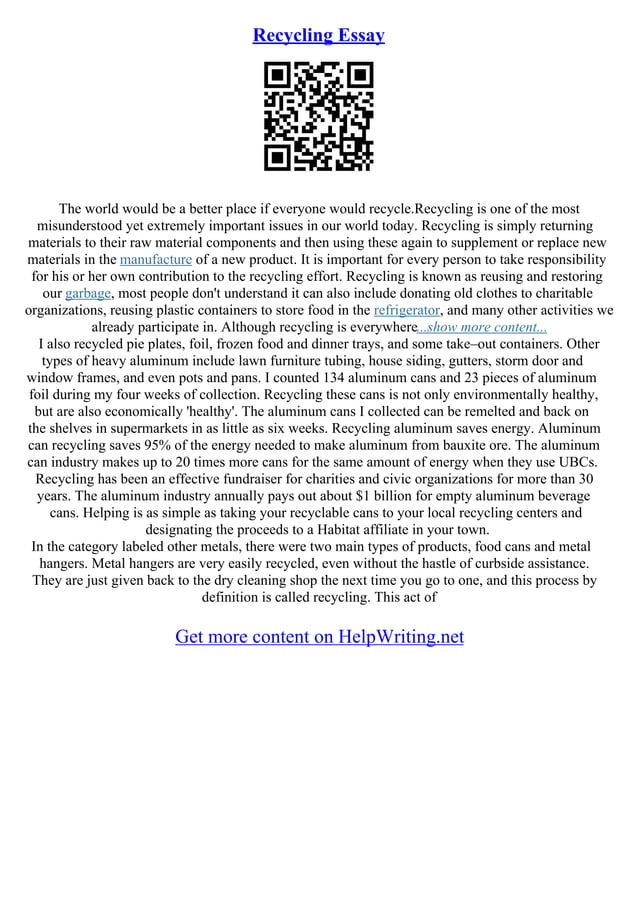 Recycling Essay | PDF