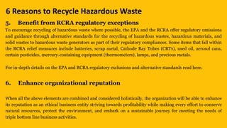 Recycling hazardous waste encouraged by the rcra | PPTX | Environmental ...