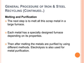 Recycling of iron & steel | PPTX