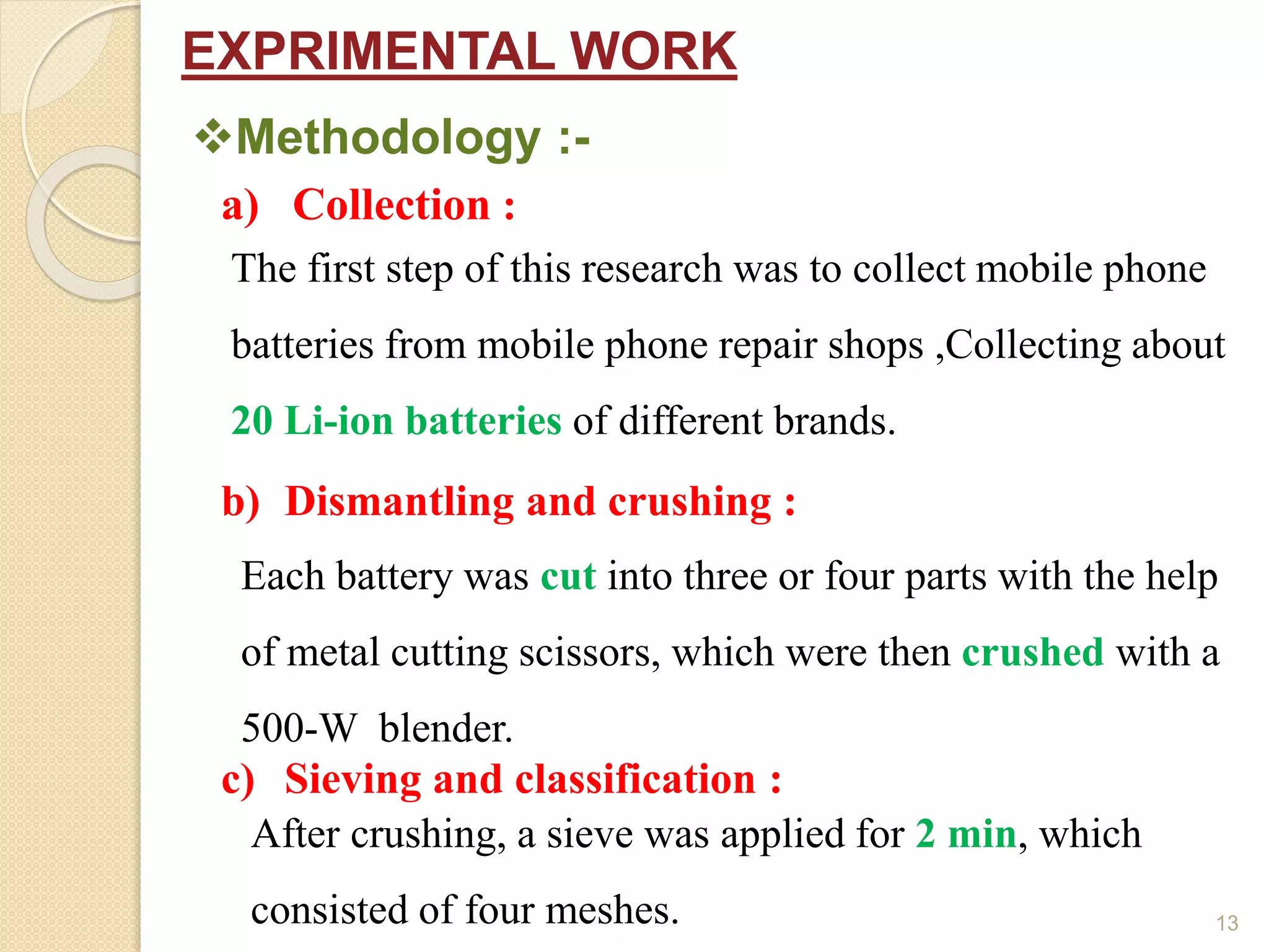 Recycling Technologies for li-ion batteries | PPTX