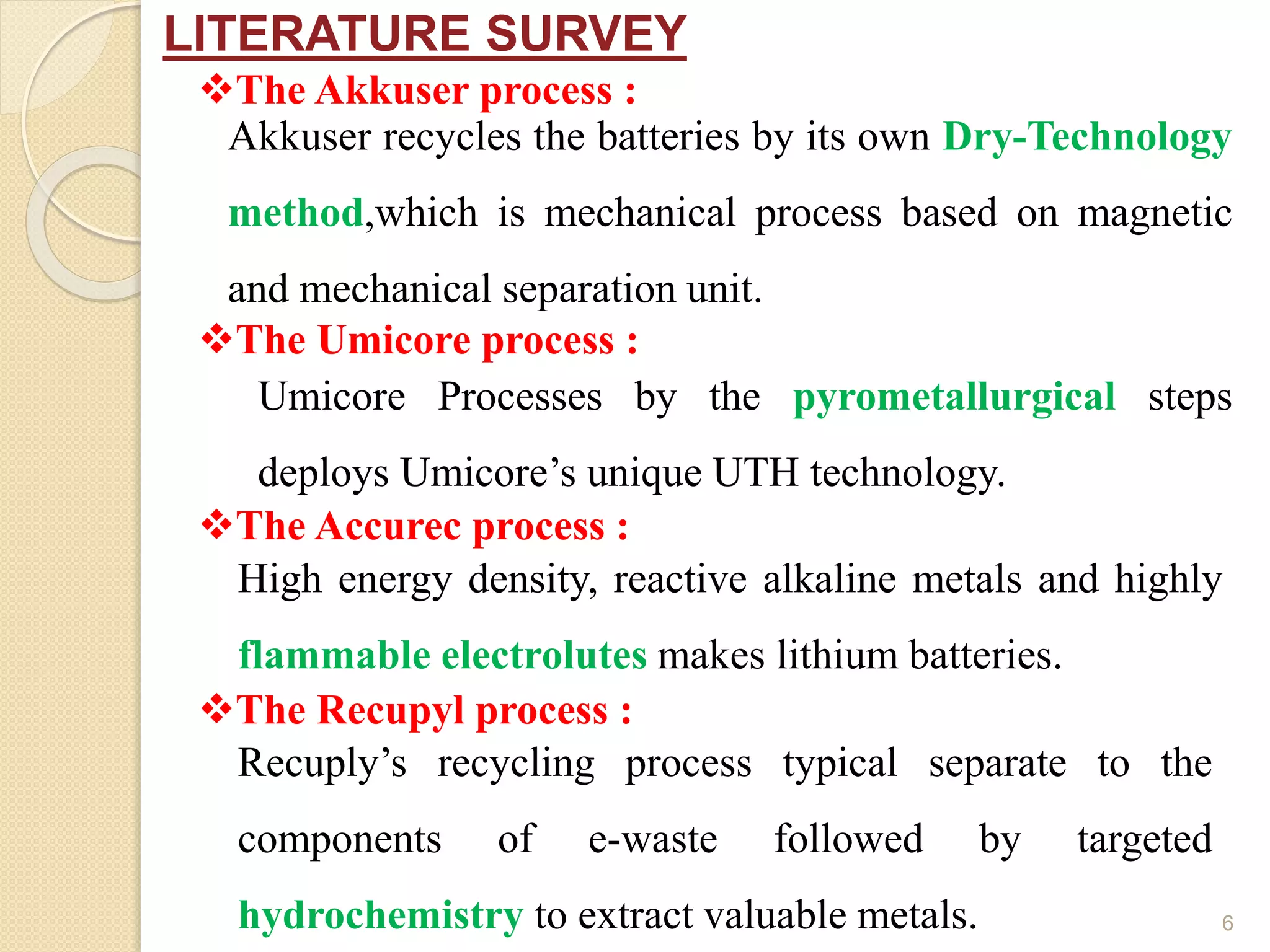 Recycling Technologies for li-ion batteries | PPTX