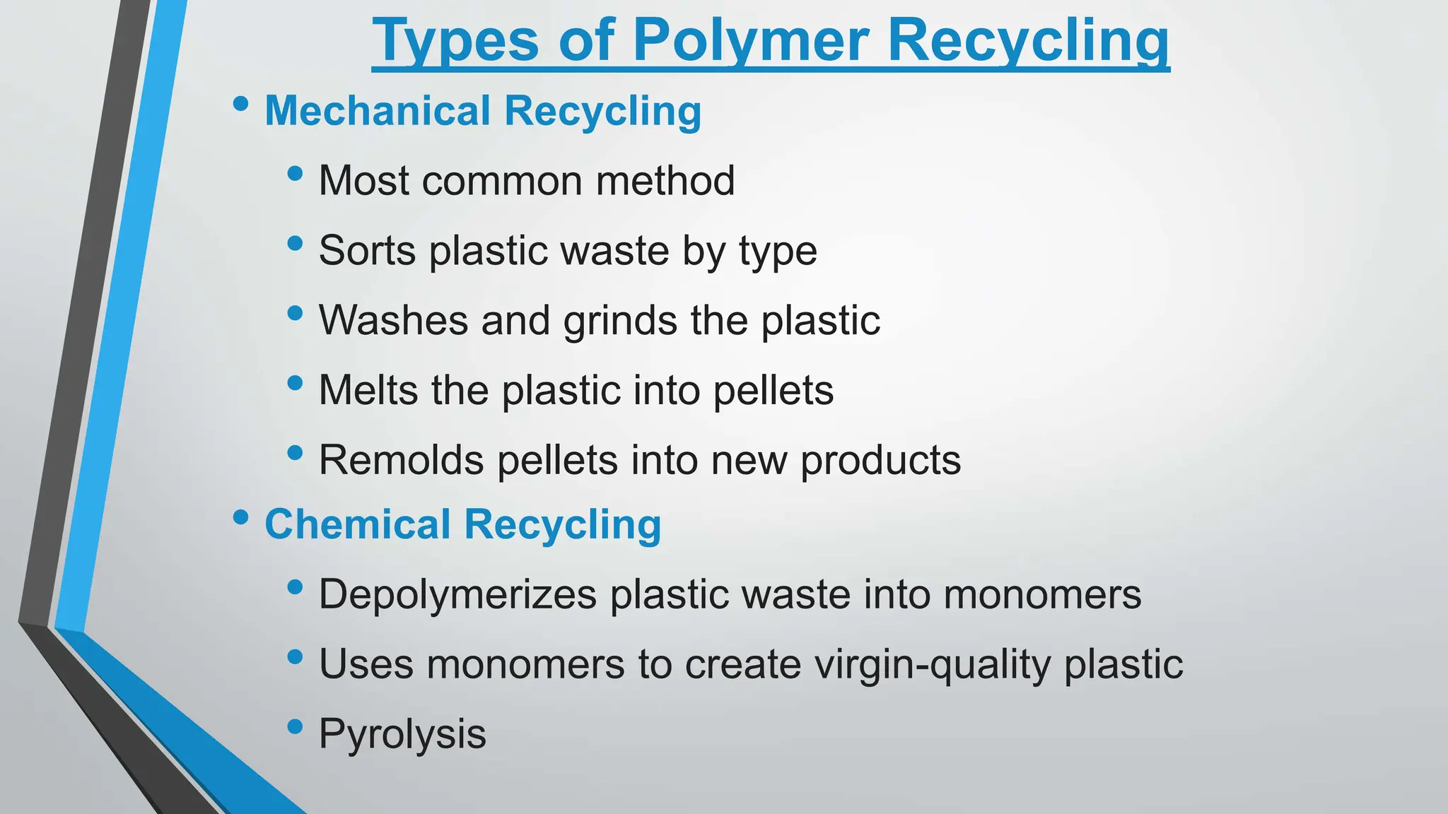 recycling of polymers.pptx includes pyrolysis which is a thermal ...