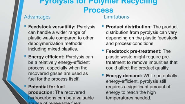 recycling of polymers.pptx includes pyrolysis which is a thermal decomposition of plastics | PPT