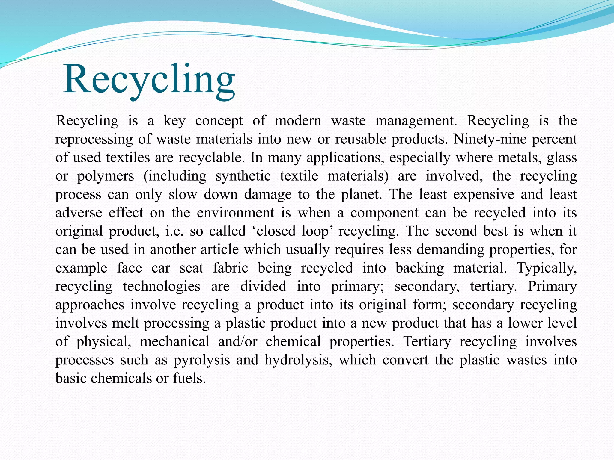 Recycling & Management of Textile Waste | PPTX