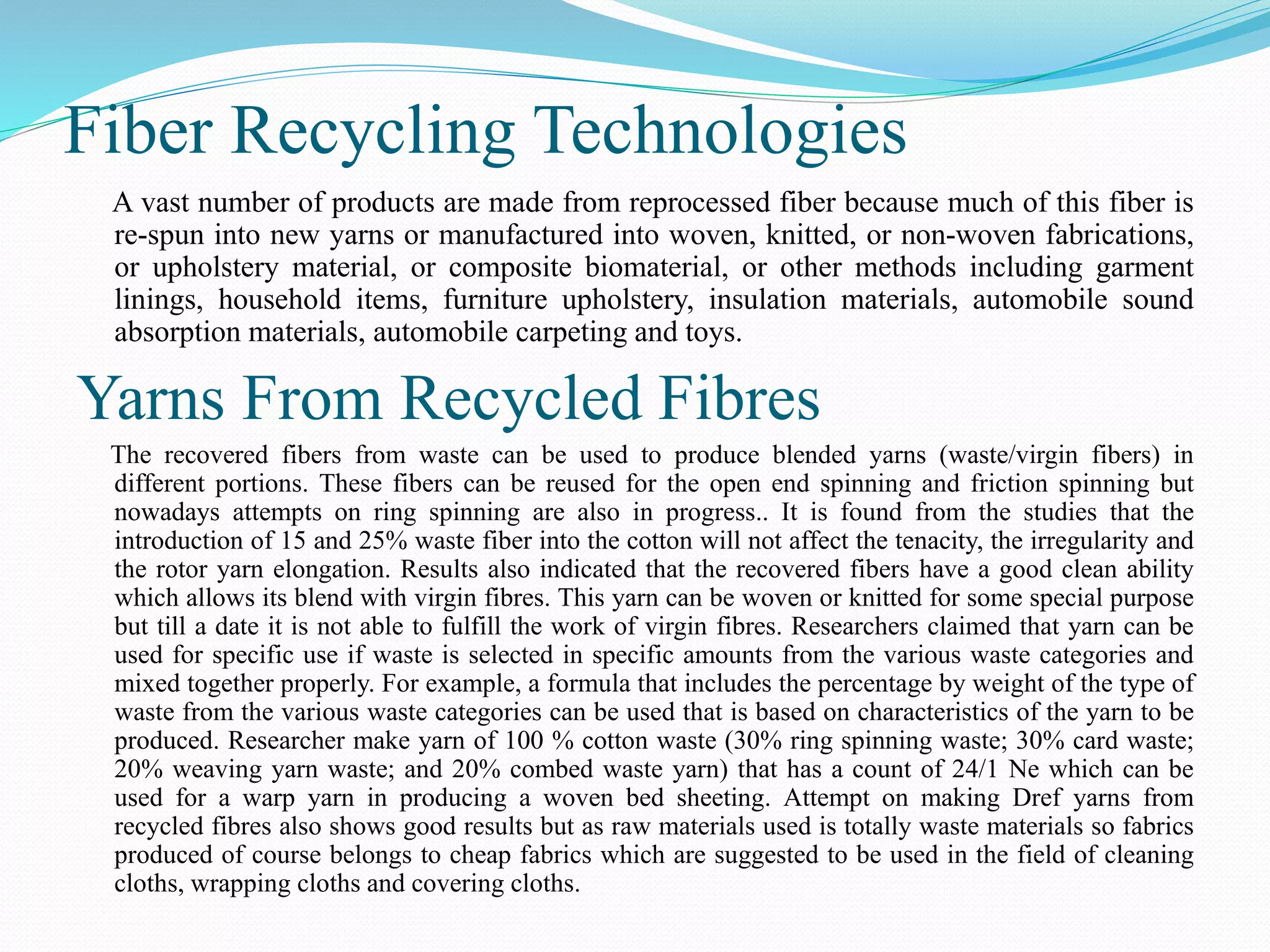 Recycling & Management of Textile Waste | PPTX