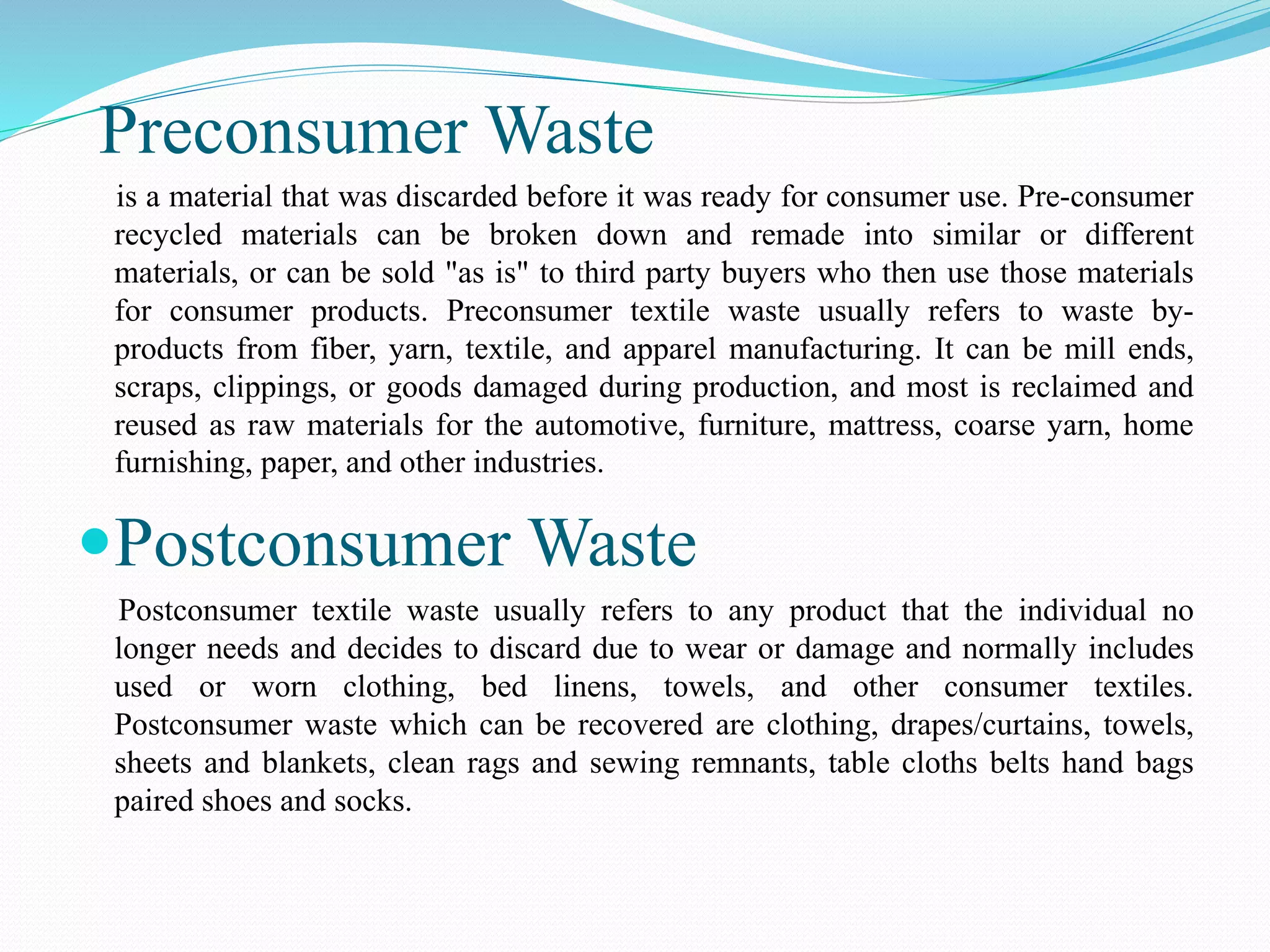 Recycling & Management of Textile Waste | PPTX