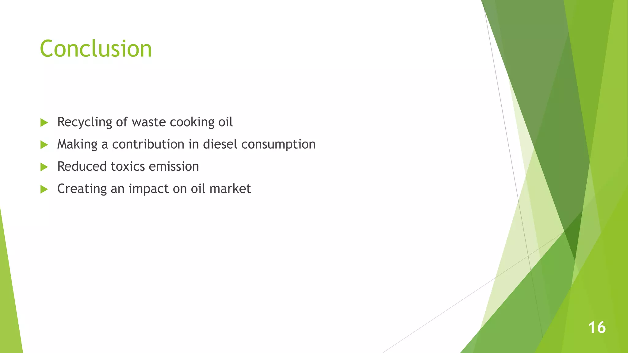 Recycling of waste cooking oil | PPTX