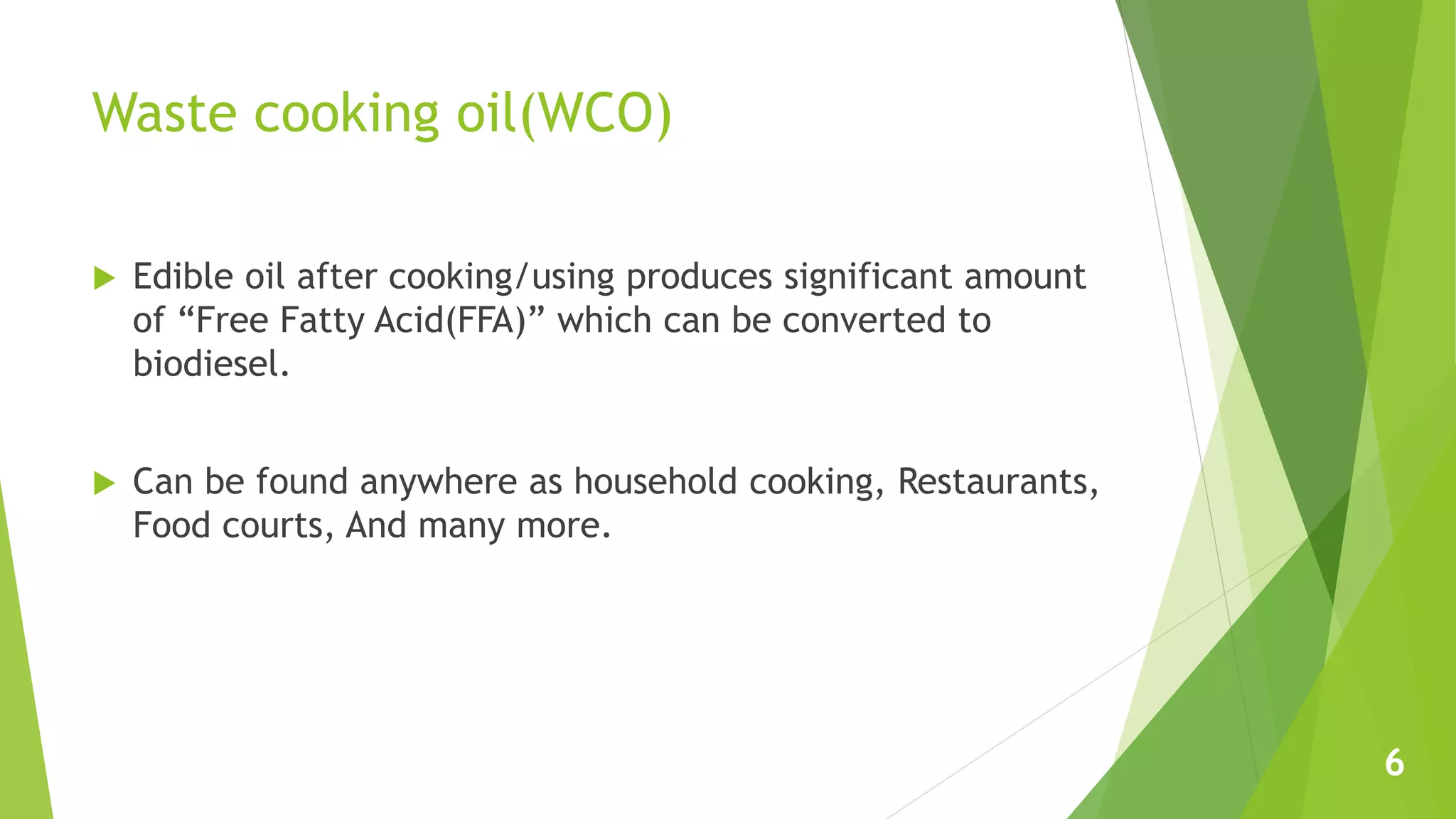 Recycling of waste cooking oil | PPTX