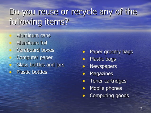 Recycling questionnaire | PPT