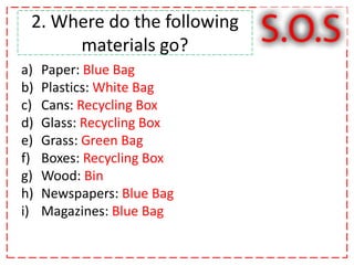 Recycling quiz basic knowledge answers | PPTX
