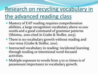 Recycling vocabulary in the advanced eap reading class by Eliana Lili ...